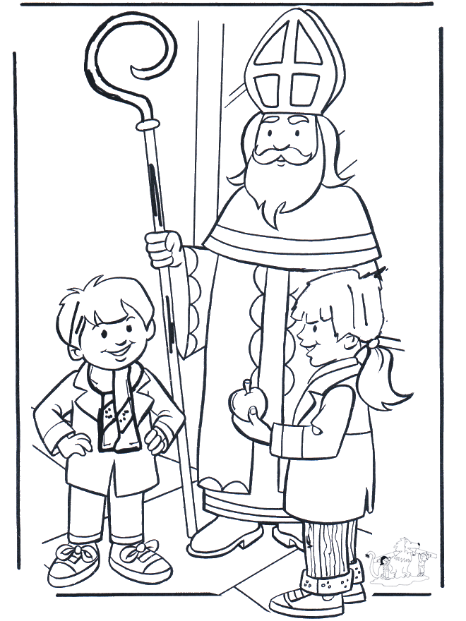 Sinterklaas met kinderen - Sint Nicolas coloring pages